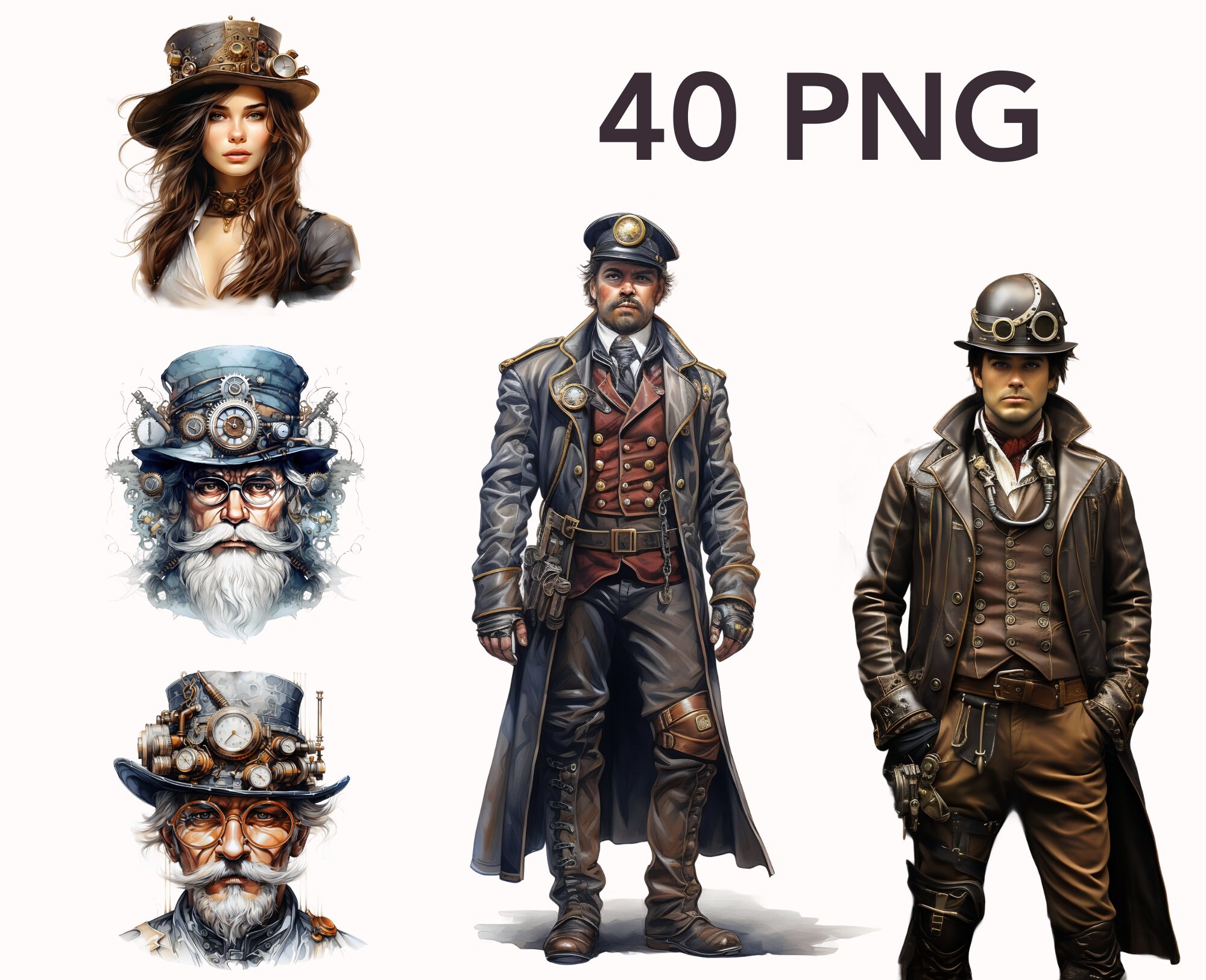 Steampunk Bundle Clipart, Steampunk Men Clipart, Steampunk PNG ...