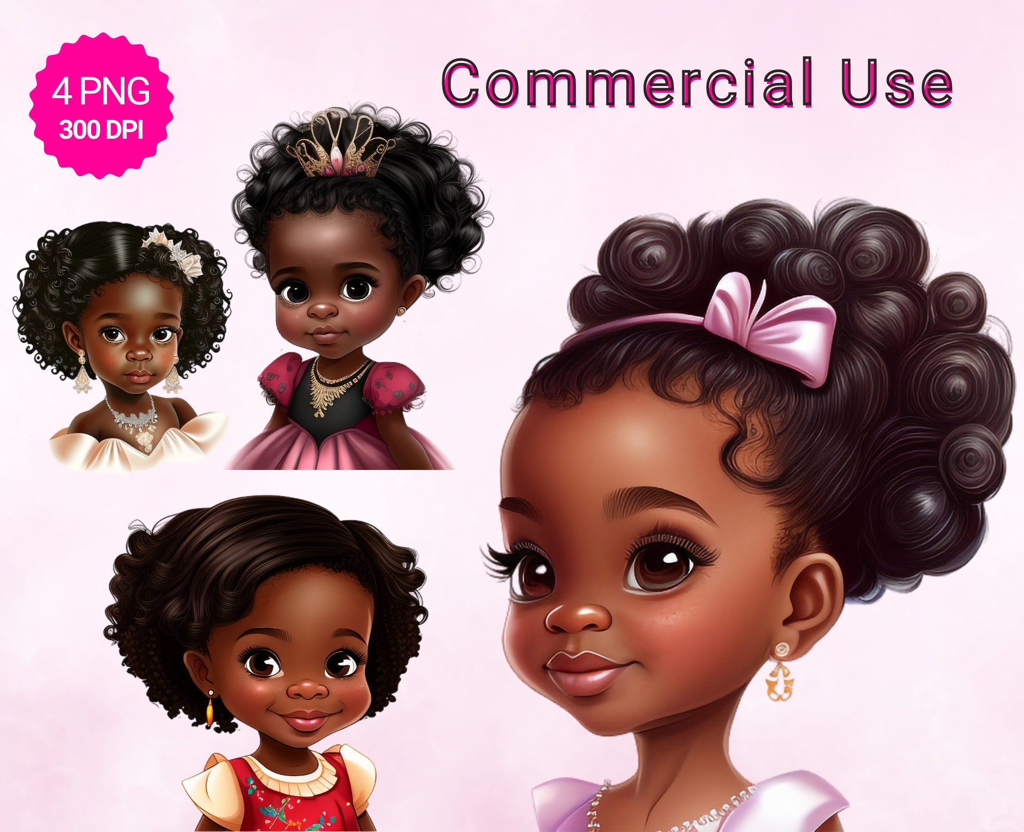 Black Princess Clipart Black Girl PNG Little Black Girl - Etsy