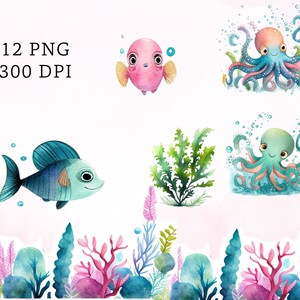 Sea Animal Clipart, Fish Clipart, Dolphin Clipart, Watercolor Fish ...