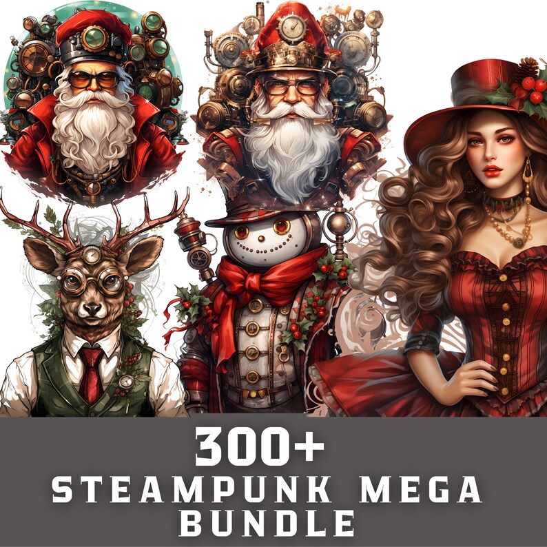 300 Png Steampunk Clipart Bundle, Steampunk Animal Bundle, Steampunk Butterfly Clipart ...