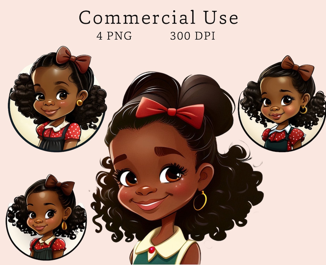 Black Girls Bundle, Little Black Girlpng Clipart Bundle, Black Kids Png ...