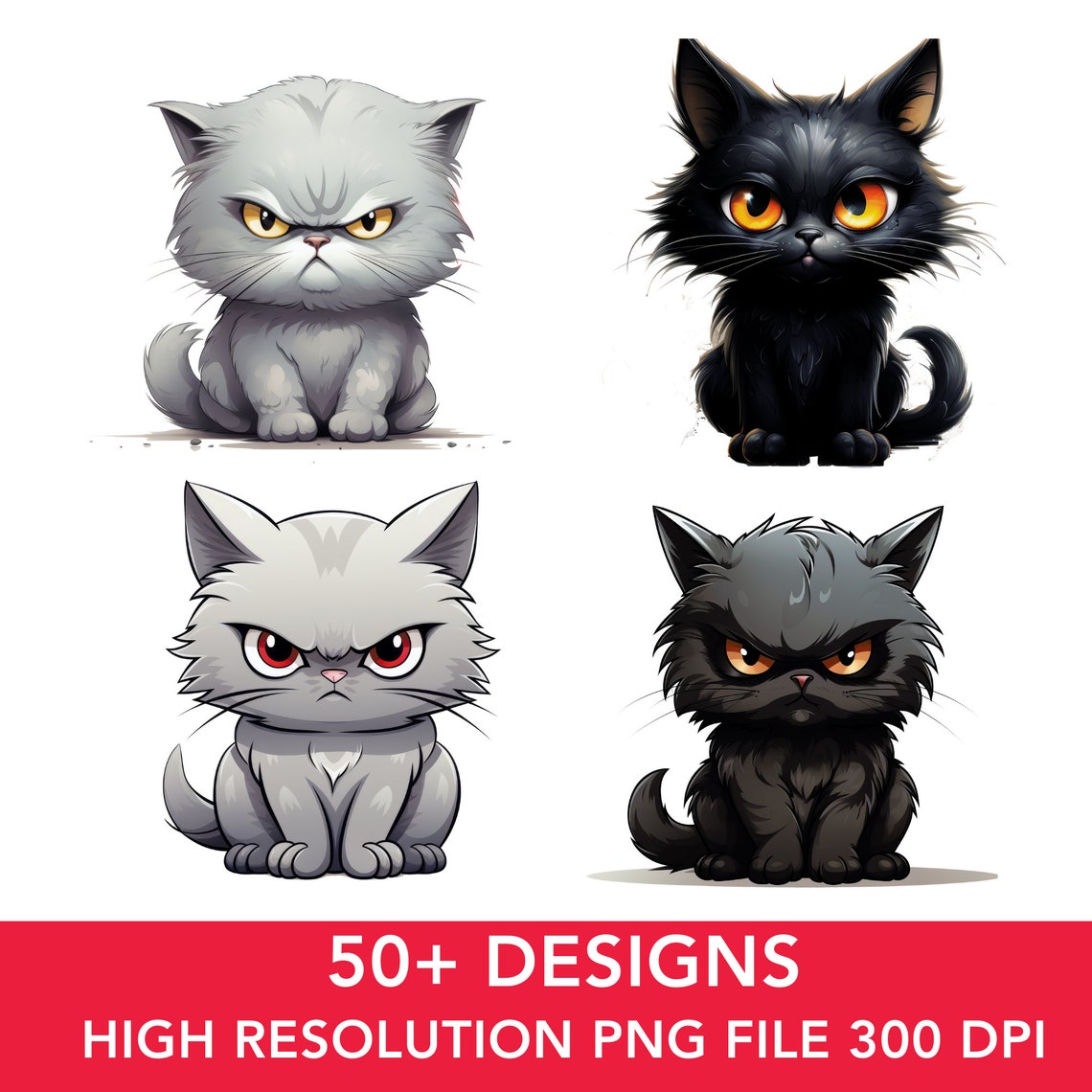 50 Grumpy Cats Clipart, Cats Cartoon Png, Funny Cats Clipart, High ...
