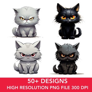 50 Grumpy Cats Clipart, Cats Cartoon Png, Funny Cats Clipart, High ...