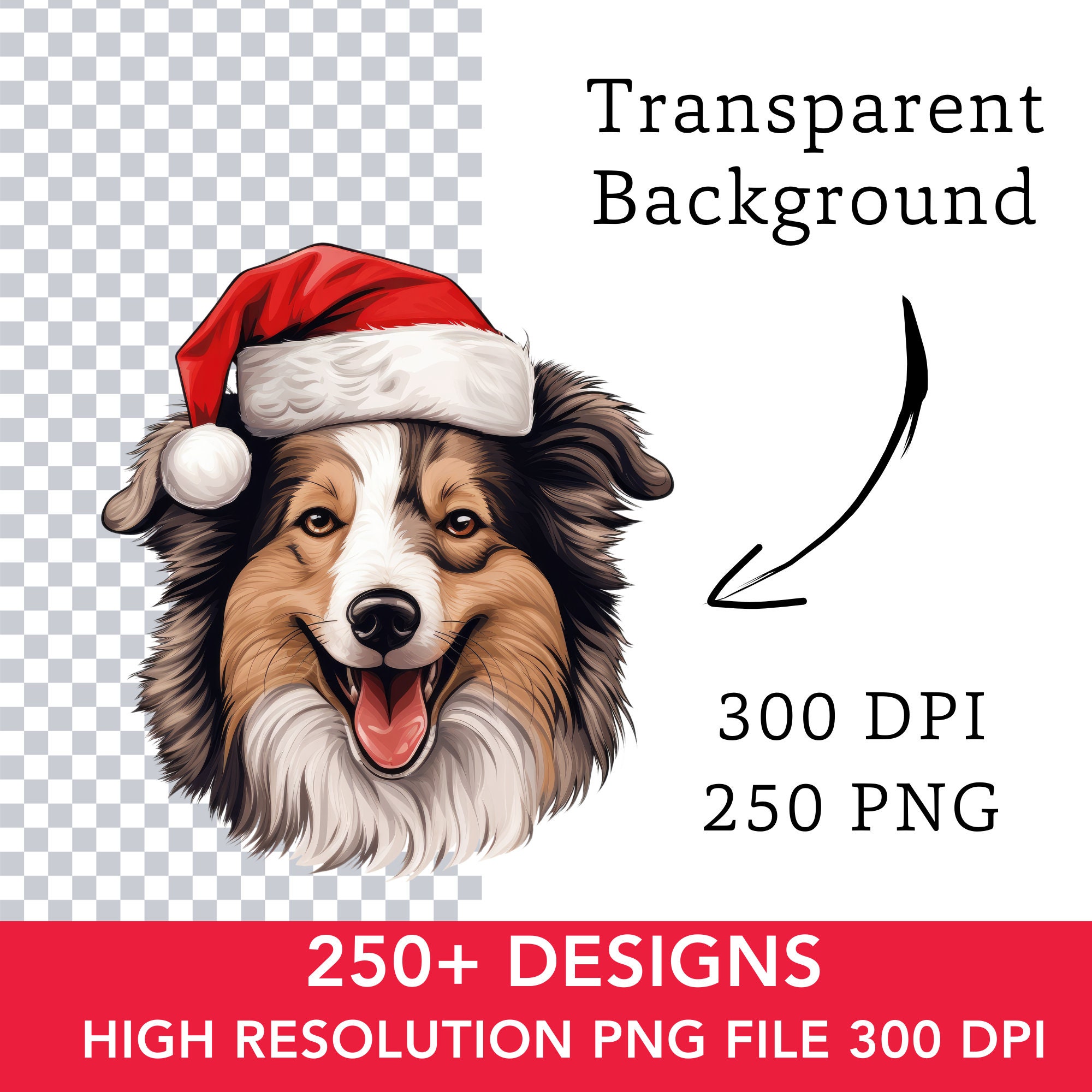 250 Santa Dogs PNG Clipart Bundle, Christmas Dog Portraits, Digital ...