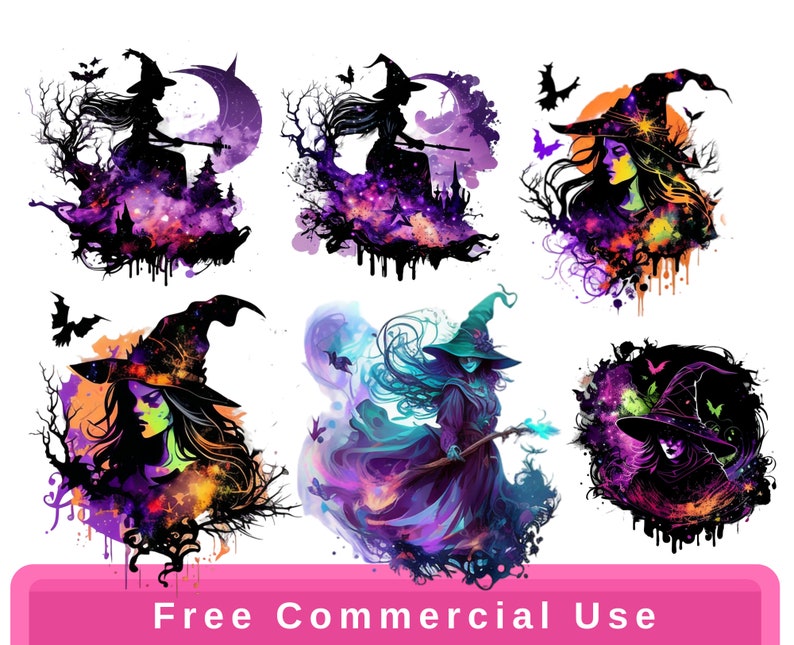 Witch Clip Art, Watercolor Clipart Bundle, Magic Clip Art, Mystical ...