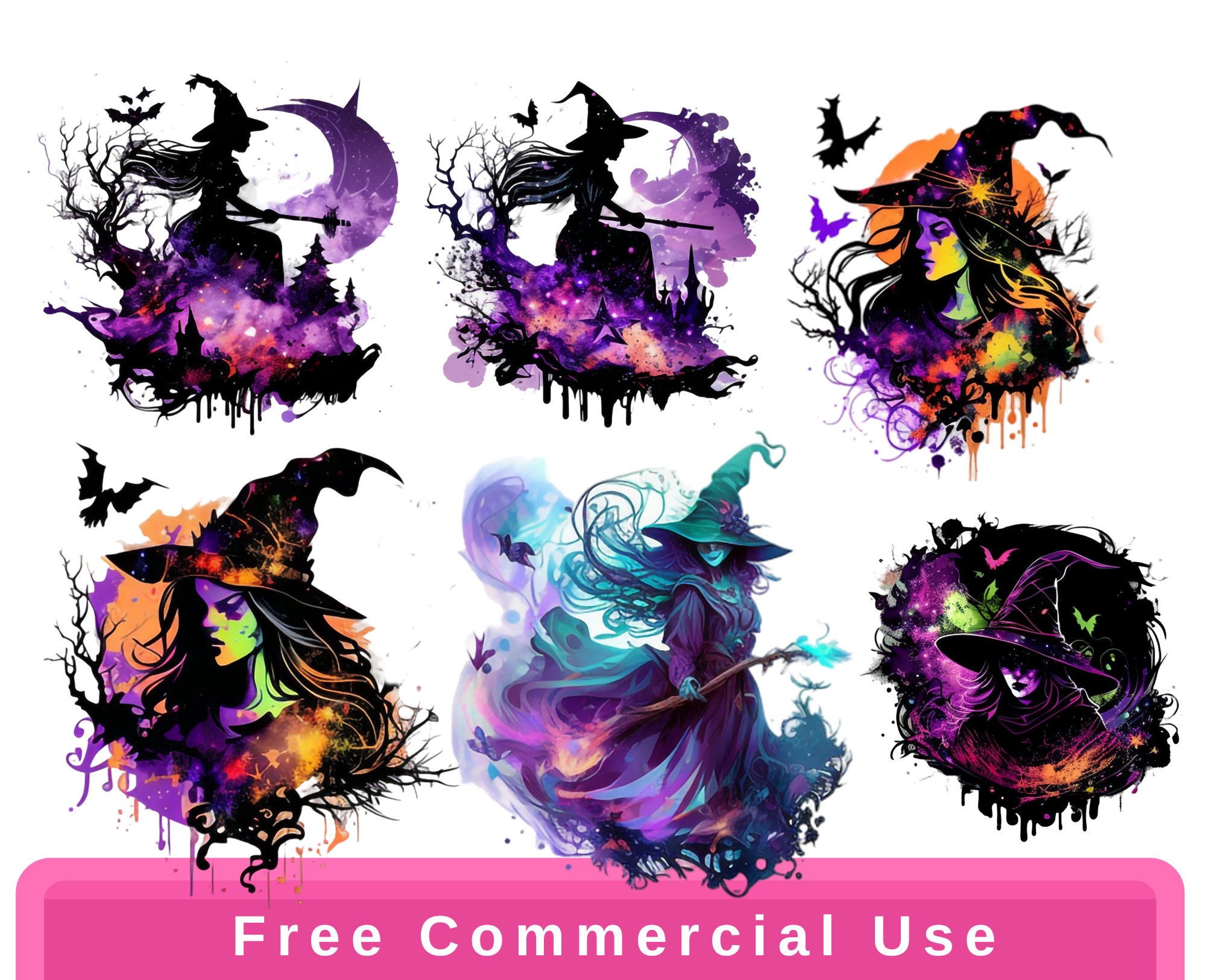 Witch Clip Art, Watercolor Clipart Bundle, Magic Clip Art, Mystical ...