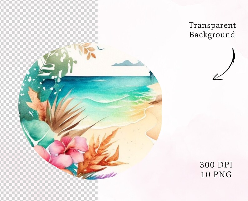 10 Beach Clipart Watercolor Tropical Sunsets Clipart - Etsy