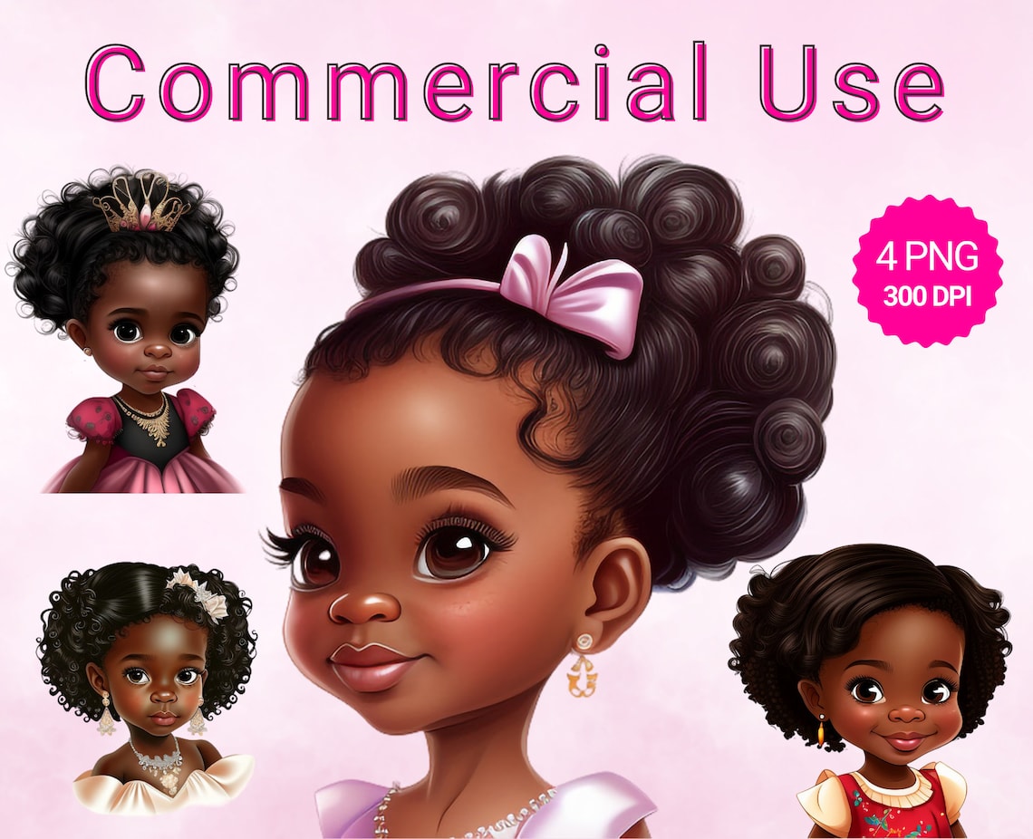 Black Princess Clipart Black Girl PNG Little Black Girl - Etsy