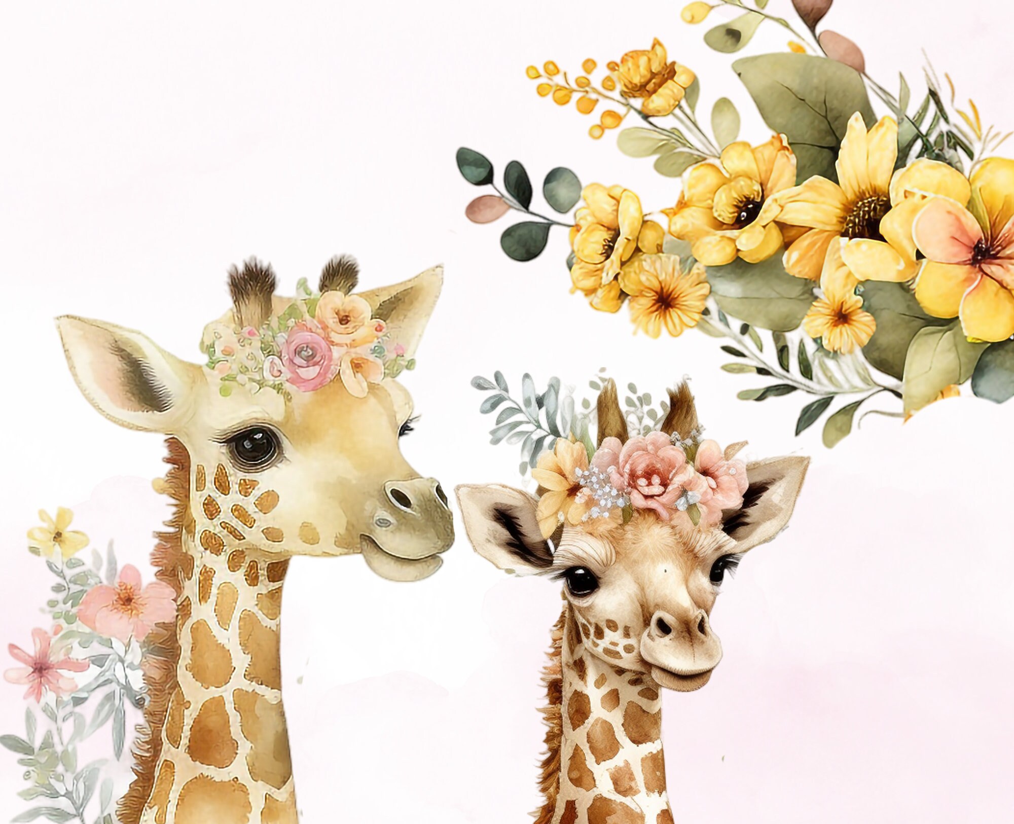 Giraffe Watercolor Clipart Cute Baby Shower Graphics African - Etsy