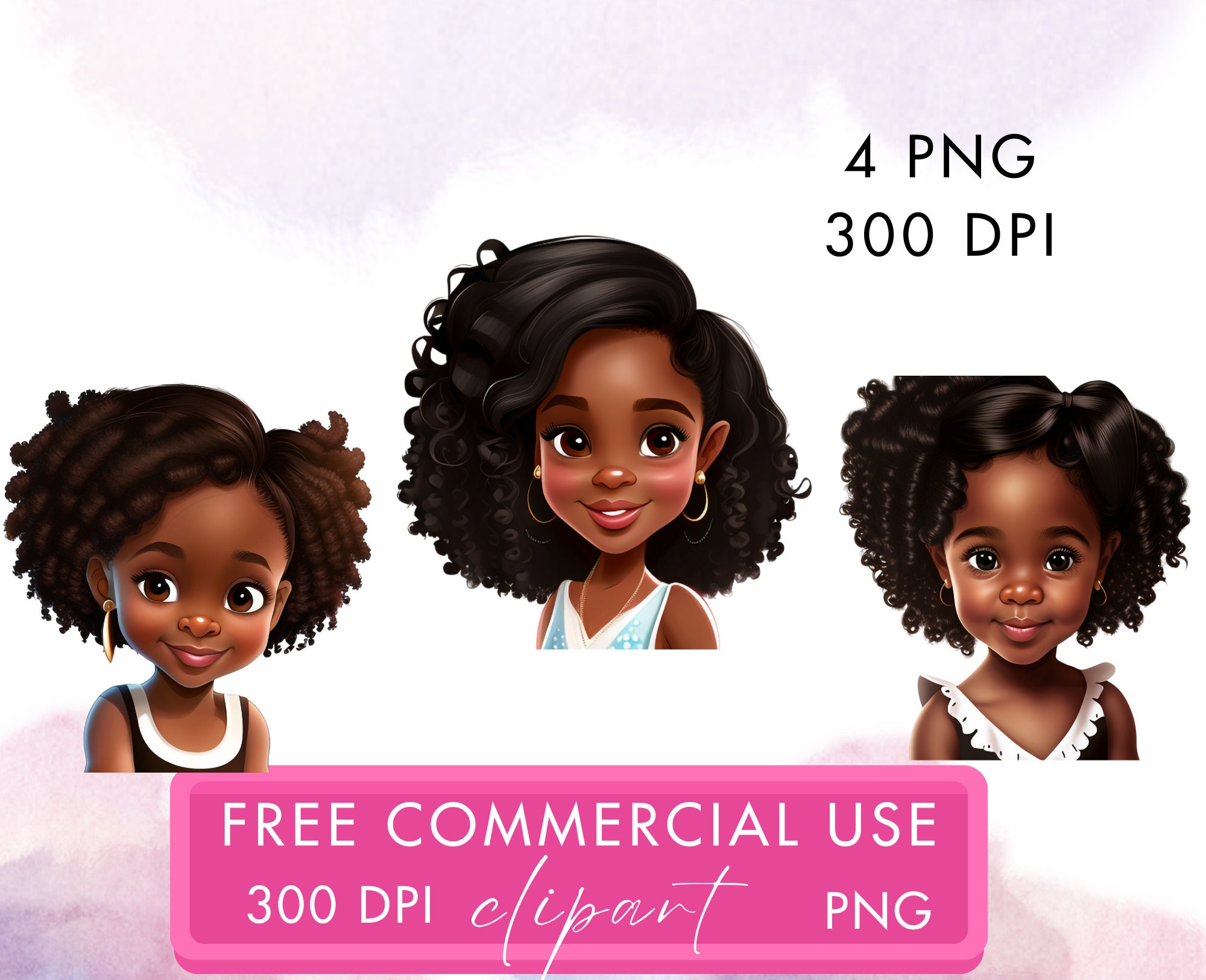 Black Girls Bundle, Little Black Girlpng Clipart Bundle, Black Kids Png, Afro Png, Commercial ...