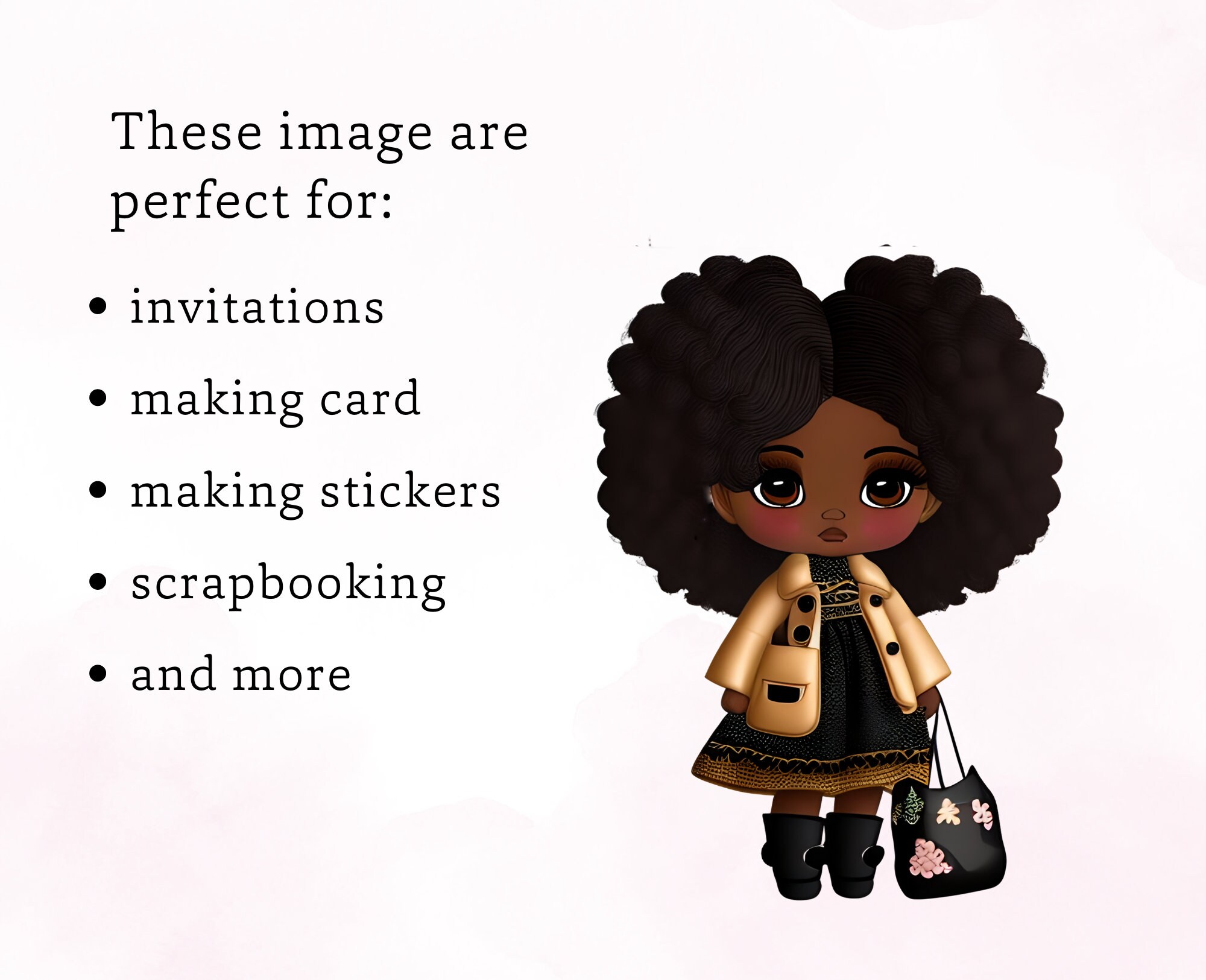 6 Png Cute Black Girls Bundle, Little Black Girlpng Clipart Bundle ...
