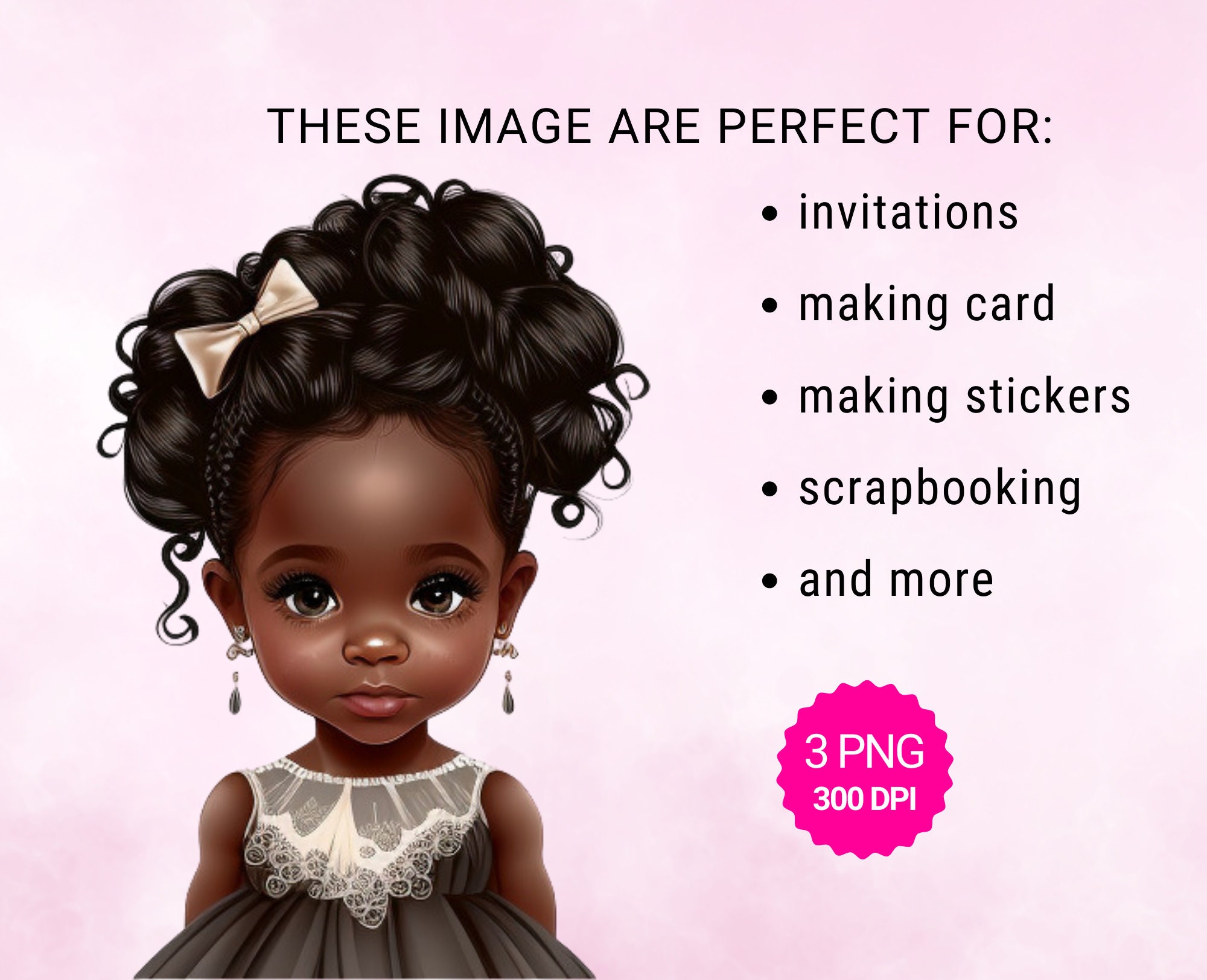 Black Girls Bundle, Little Black Girlpng Clipart Bundle, Black Kids Png, Black Princess, Afro ...