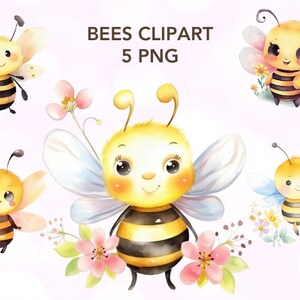 Watercolour Cute Bee Clipart, Bee PNG, Bee Art, Baby Bee Clip Art, Bees ...