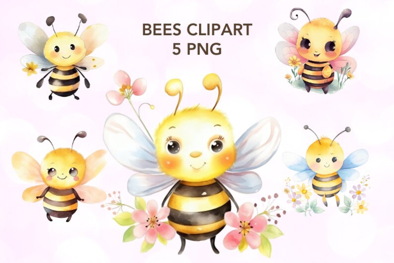 Watercolour Cute Bee Clipart, Bee PNG, Bee Art, Baby Bee Clip Art, Bees ...