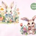 Rabbit Watercolor Clipart PNG, Bunnies With Flower Clipart, Commercial ...