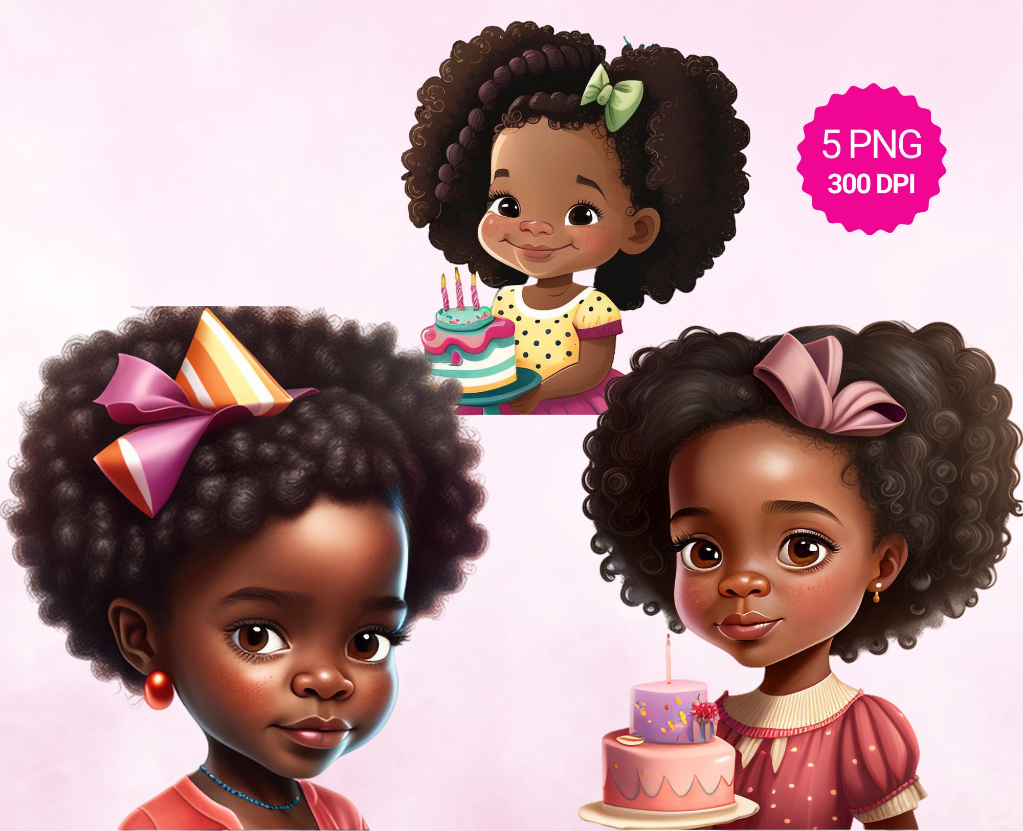 Black Girls Bundle, Little Black Girlpng Clipart Bundle, Black Kids Png ...