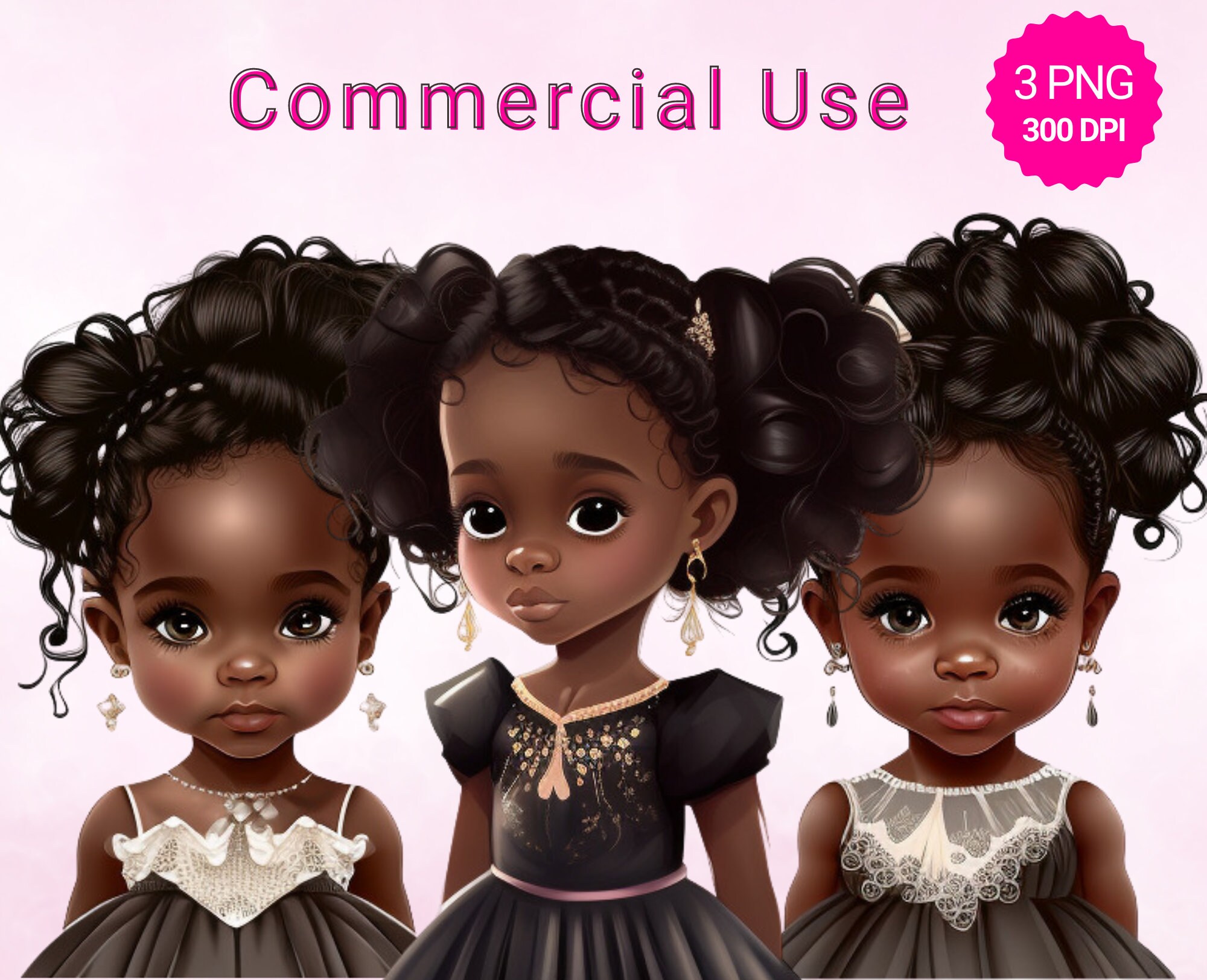 Black Girls Bundle, Little Black Girlpng Clipart Bundle, Black Kids Png, Black Princess, Afro ...