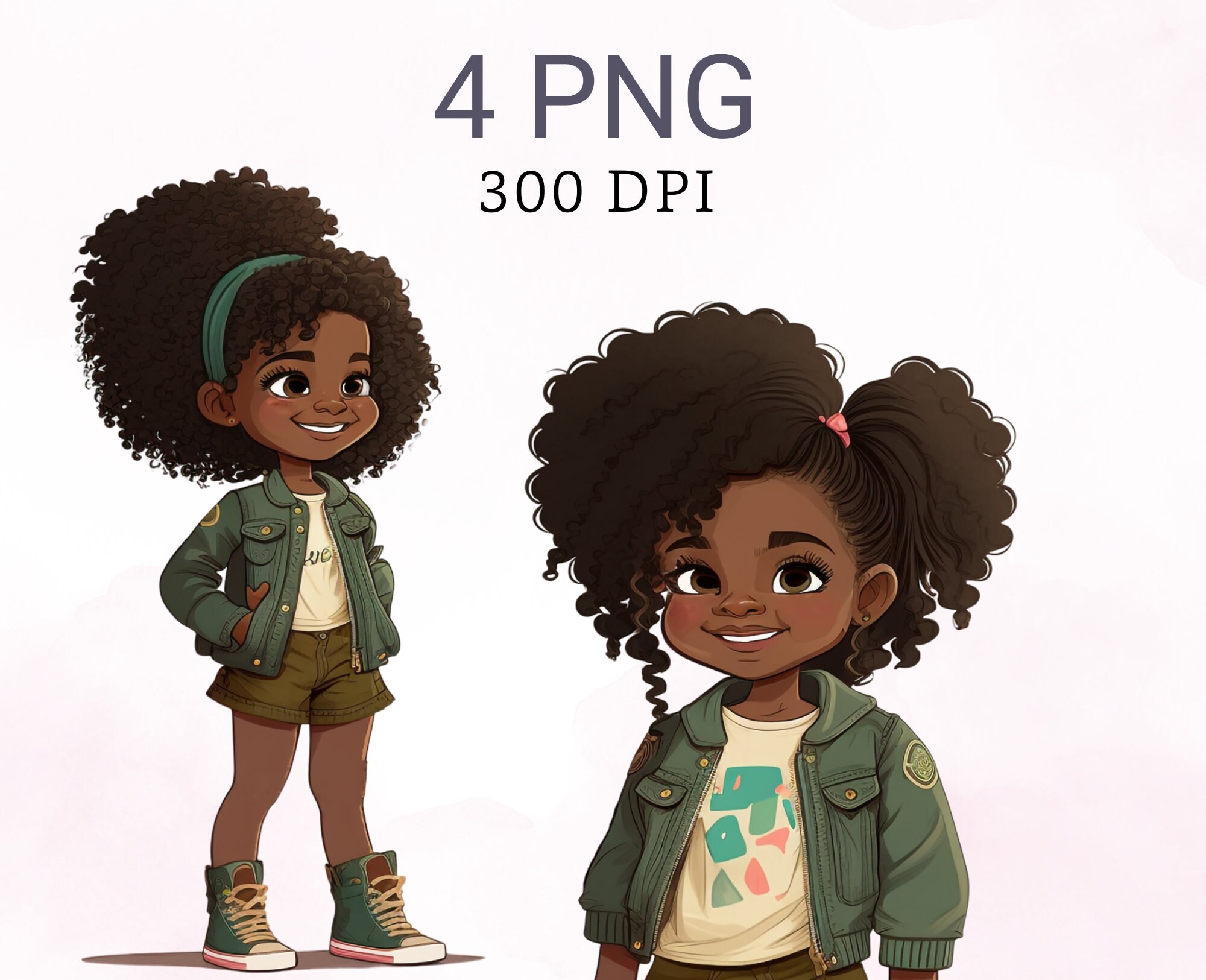 Black Girls Bundle, Little Black Girlpng Clipart Bundle, Black Kids Png, Afro Png, Commercial ...