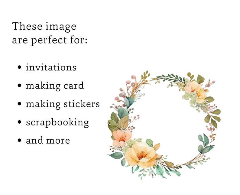 Watercolor Rose Flower Wreath Png Watercolor Rectangle Wreath - Etsy