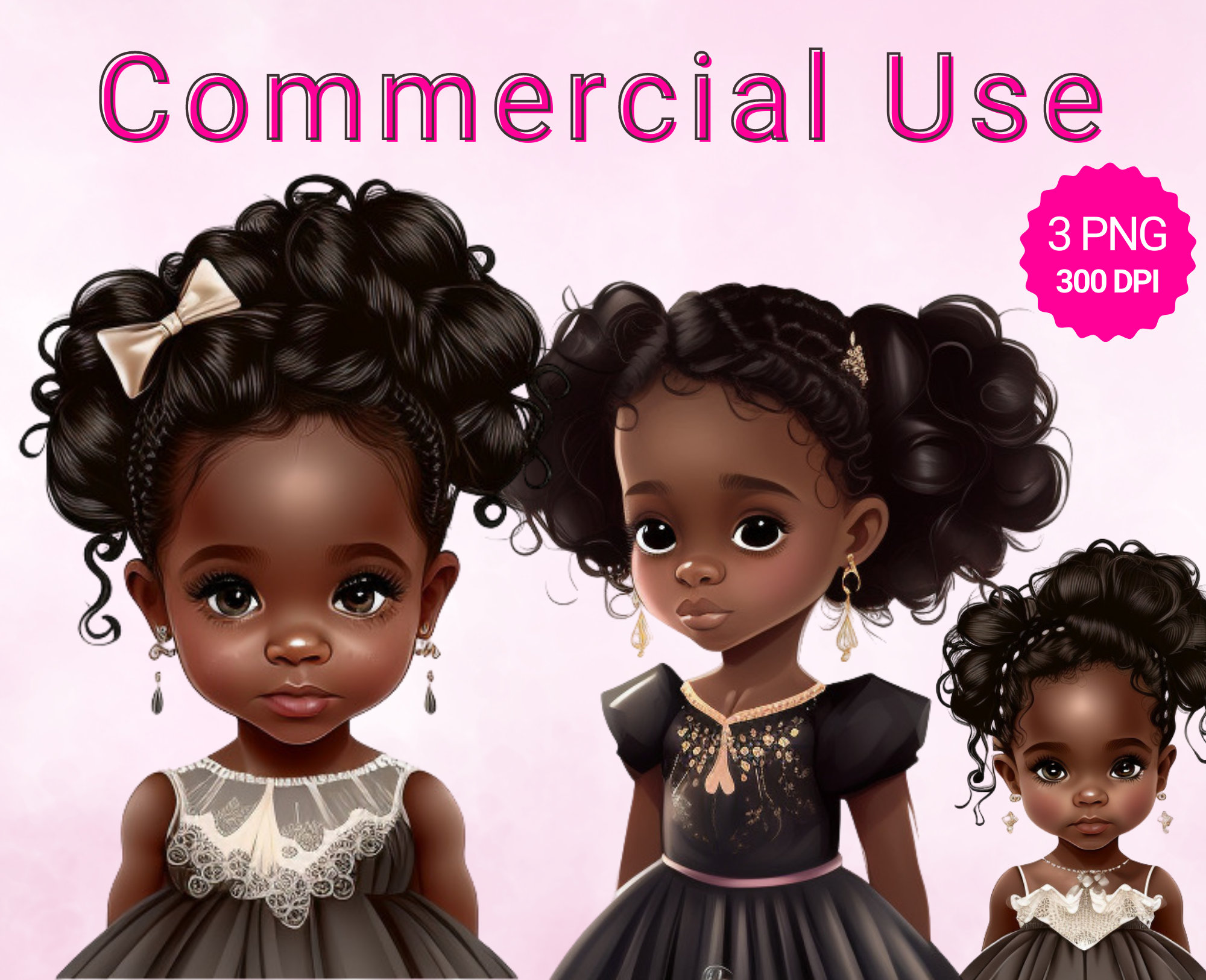 Black Girls Bundle, Little Black Girlpng Clipart Bundle, Black Kids Png ...