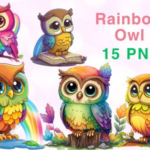 16 Png Cute Owl Clipart PNG, Bright Colorful Owl Clipart PNG, Bundle ...