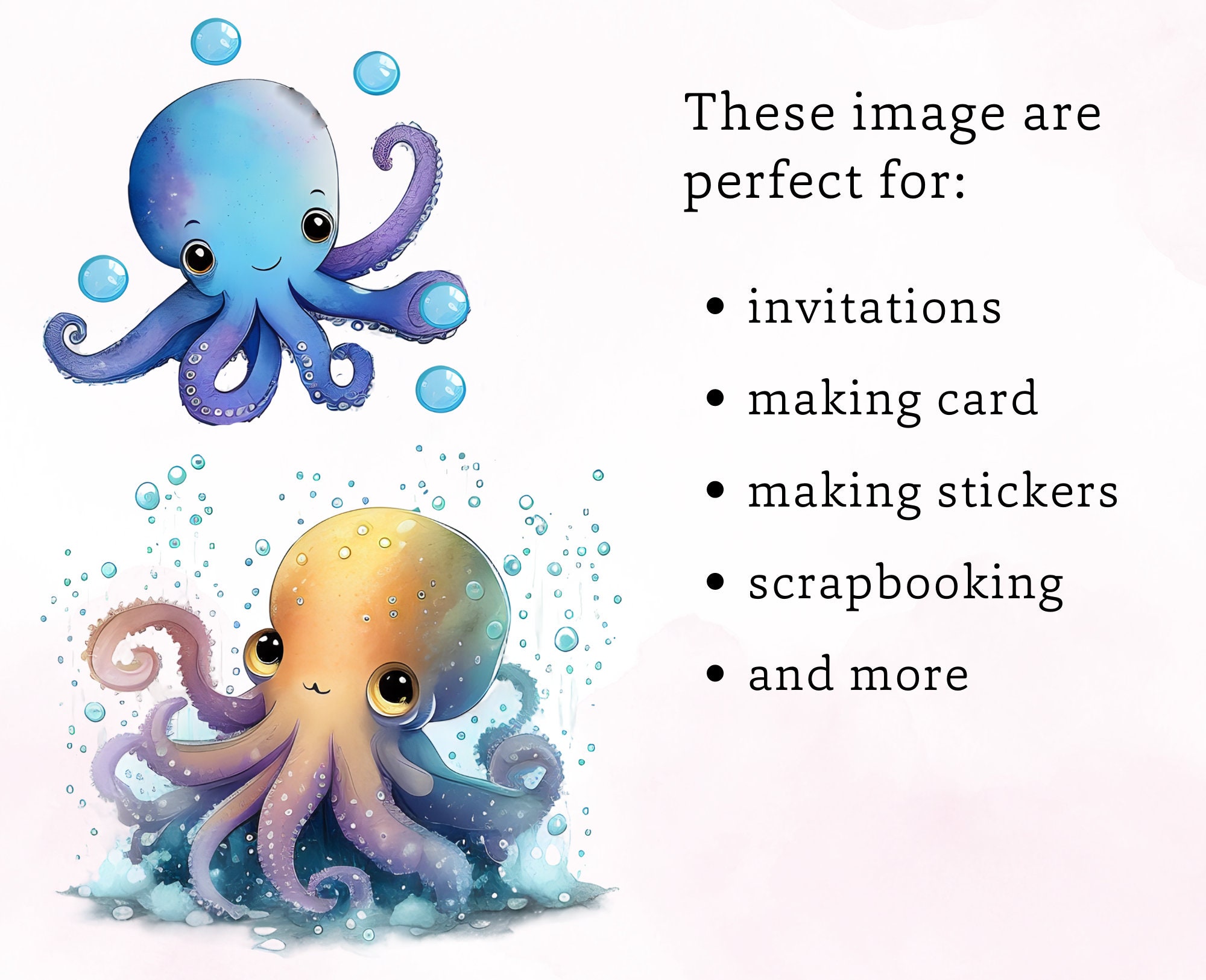 Watercolor Cute Octopus Clipart, Octopus Png, Octopus Baby Shower ...