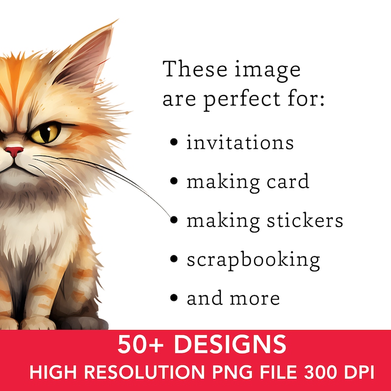 50 Grumpy Cats Clipart, Cats Cartoon Png, Funny Cats Clipart, High ...