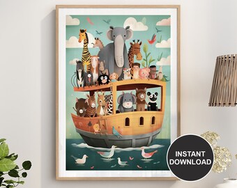 Noah's Ark Alphabet Downloadable Print. Kids Room Decor. Nursery Print ...