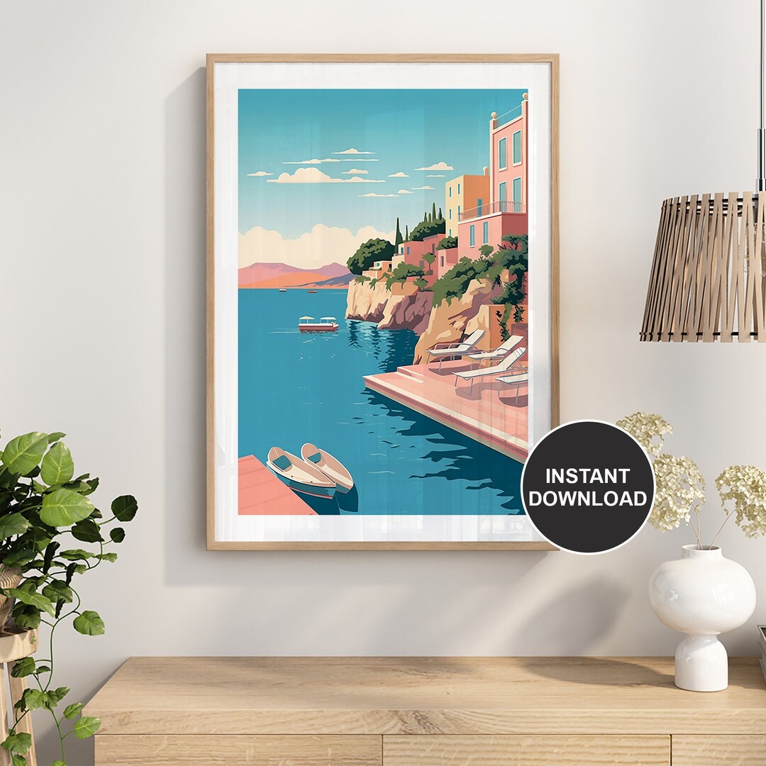 Corfu Vintage Travel Digital Printable Poster Download | Minimalist ...