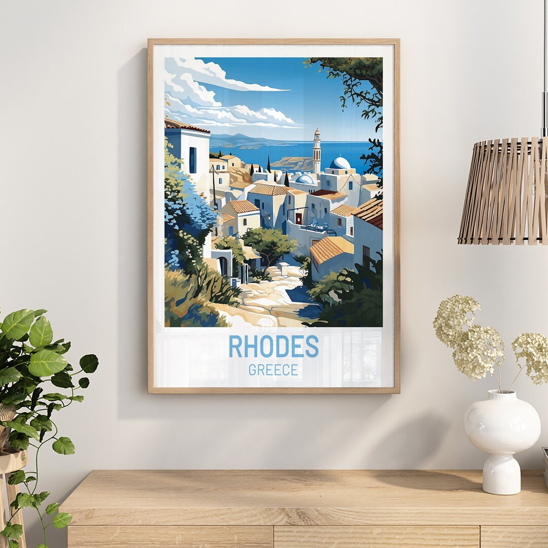 Rhodes Traditional Travel Poster Greece, Rhodes Print, Rhodes Wall ...