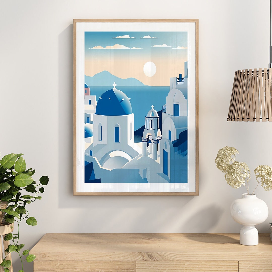 Santorini Greece Poster Santorini Wall Art Print Travel Wall Art Greece ...