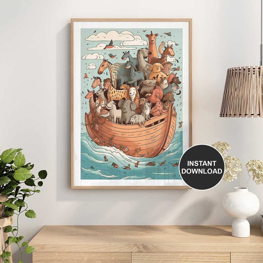 Noah's Ark Nursery Instant Download Printable Poster Downloadable Wall ...
