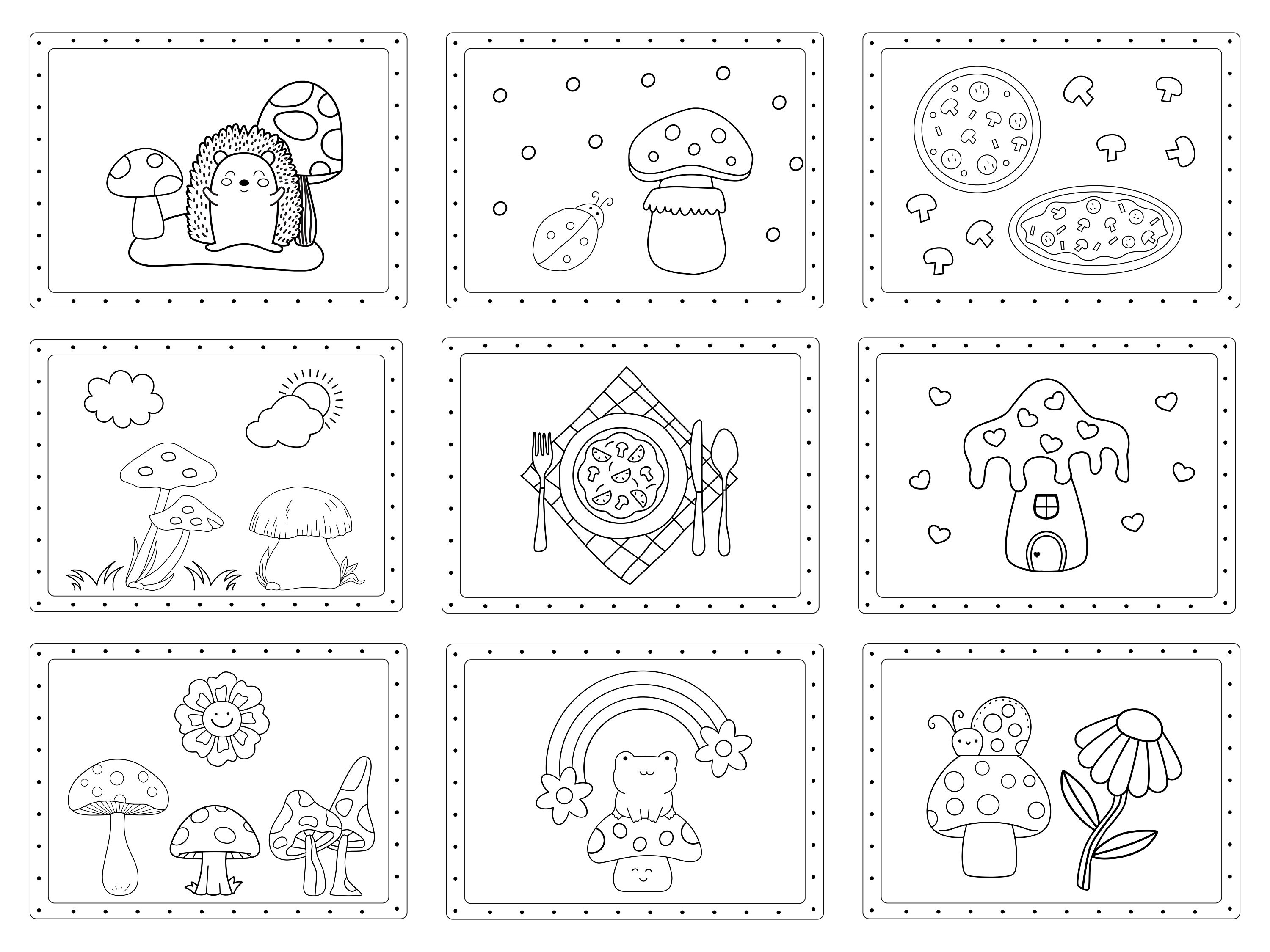 Mushroom Coloring Pages for Kids, 18 Cute Printable Color Sheets, Easy ...