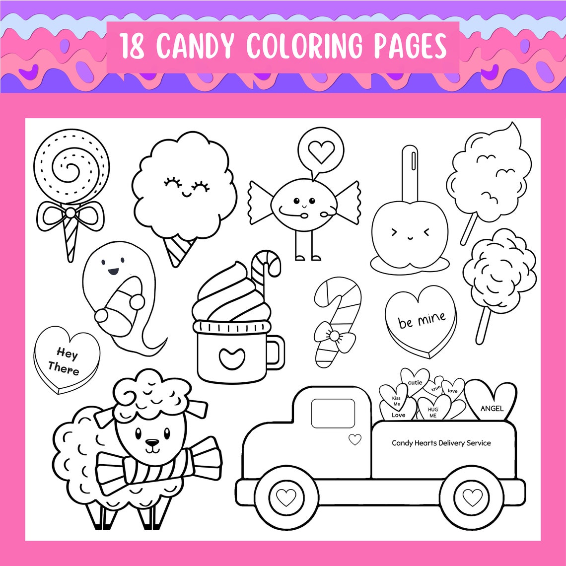 Cute Candy Coloring Pages, Colouring Sheets, 18 Printable Color Pages ...