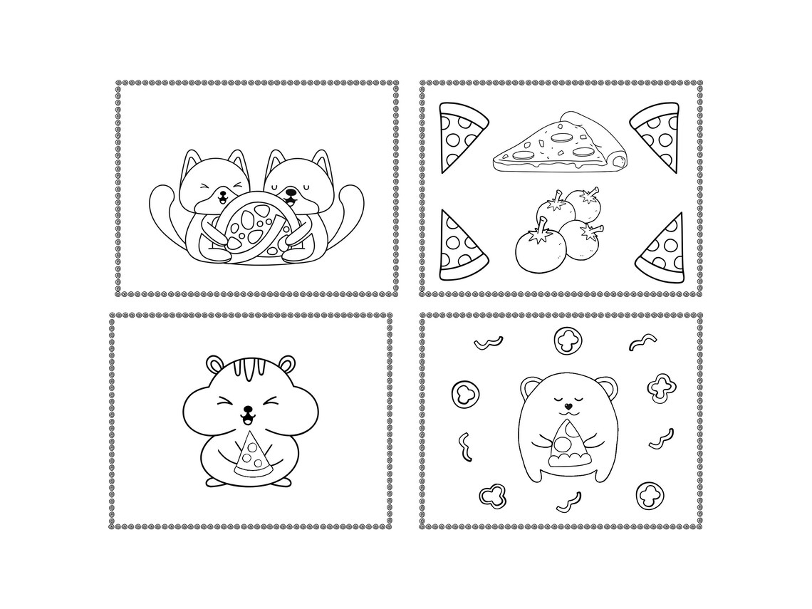 Pizza Coloring Pages for Girls and Boys 12 Cute Food - Etsy