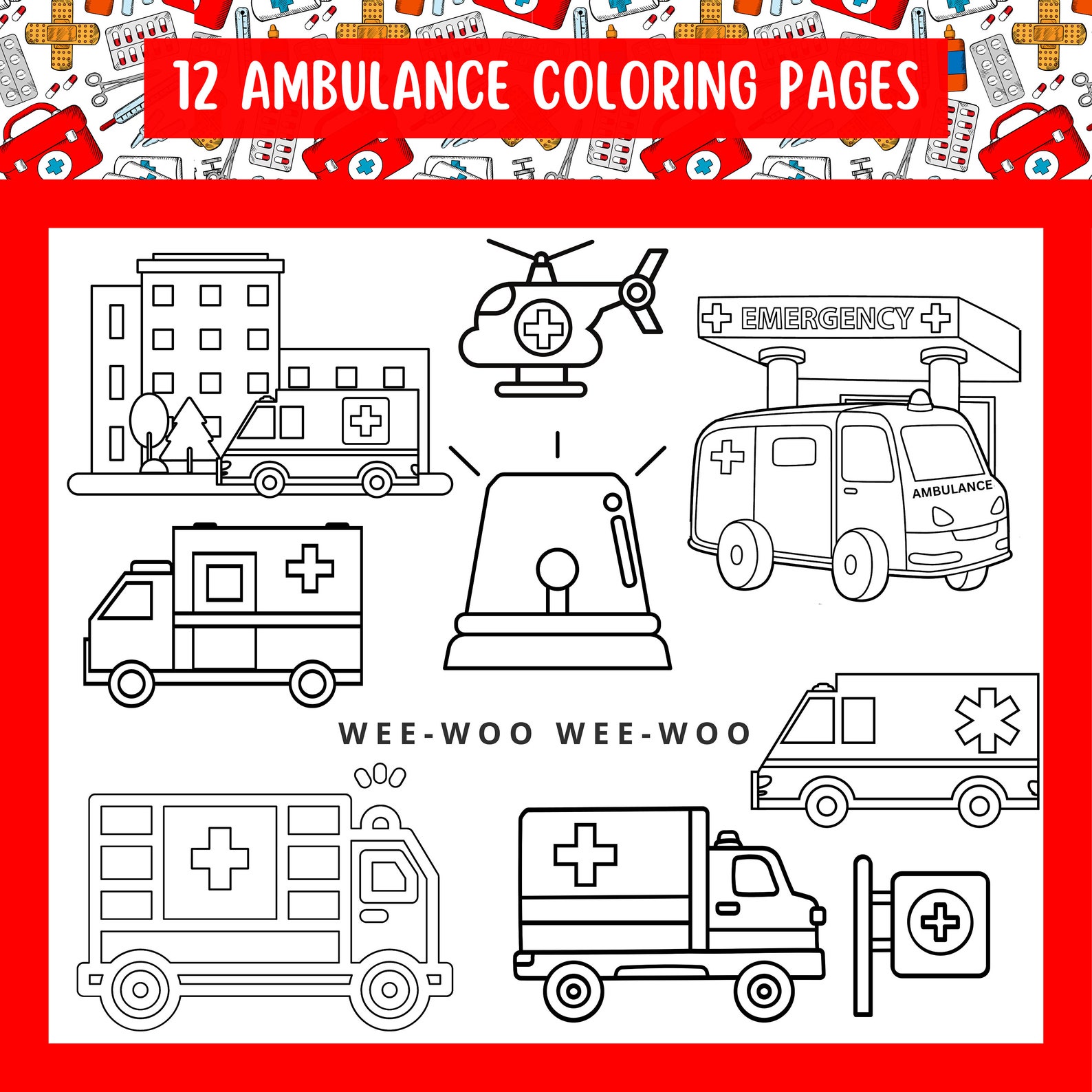 Ambulance Coloring Pages for Girls and Boys to Learn the Importance of ...