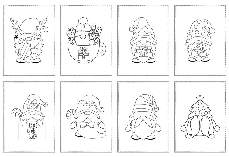 Christmas Gnomes Coloring Pages, 20 Printable Color Sheets, Cute ...