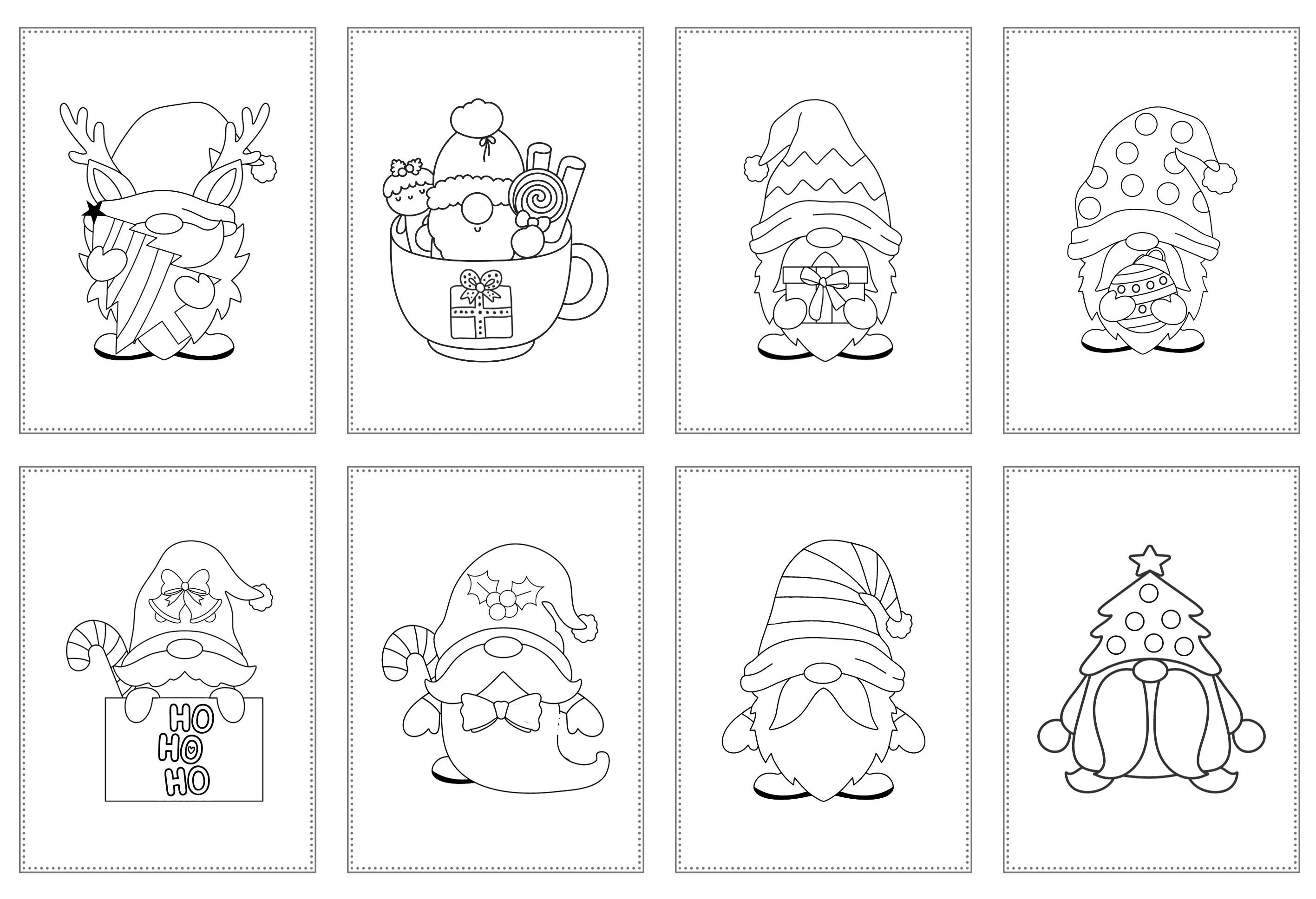 Christmas Gnomes Coloring Pages, 20 Printable Color Sheets, Cute ...