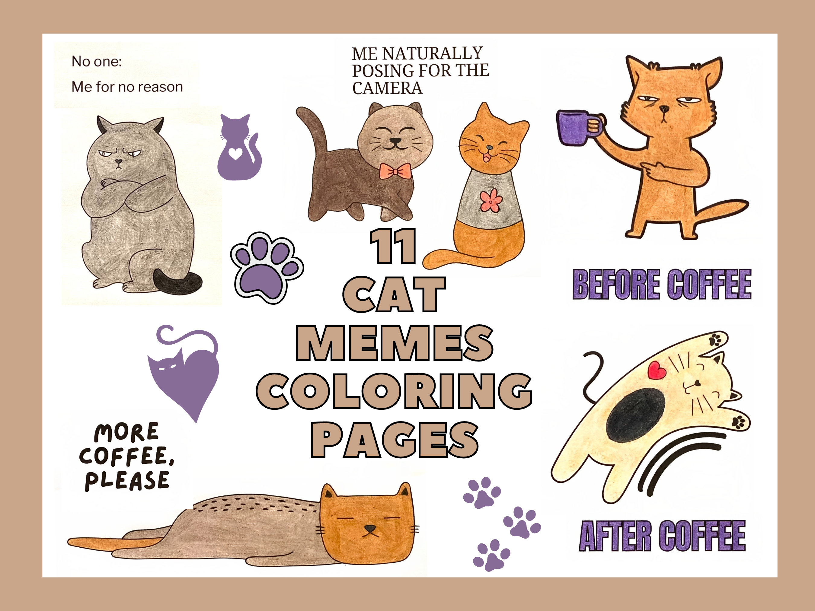 Cat Memes Coloring Pages for Girls and Boys 11 Printable - Etsy