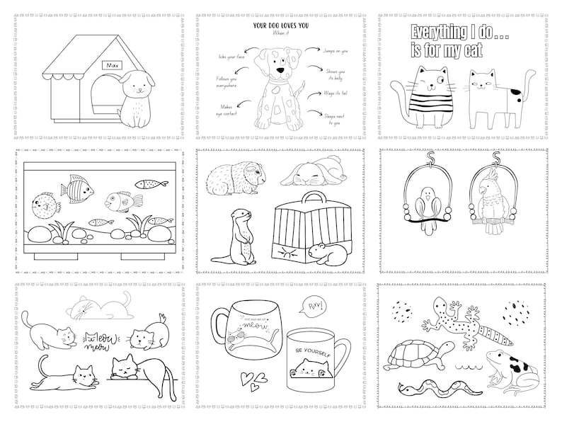 Cute Pets Coloring Pages, 18 Colouring Sheets, Printable Color Pages ...