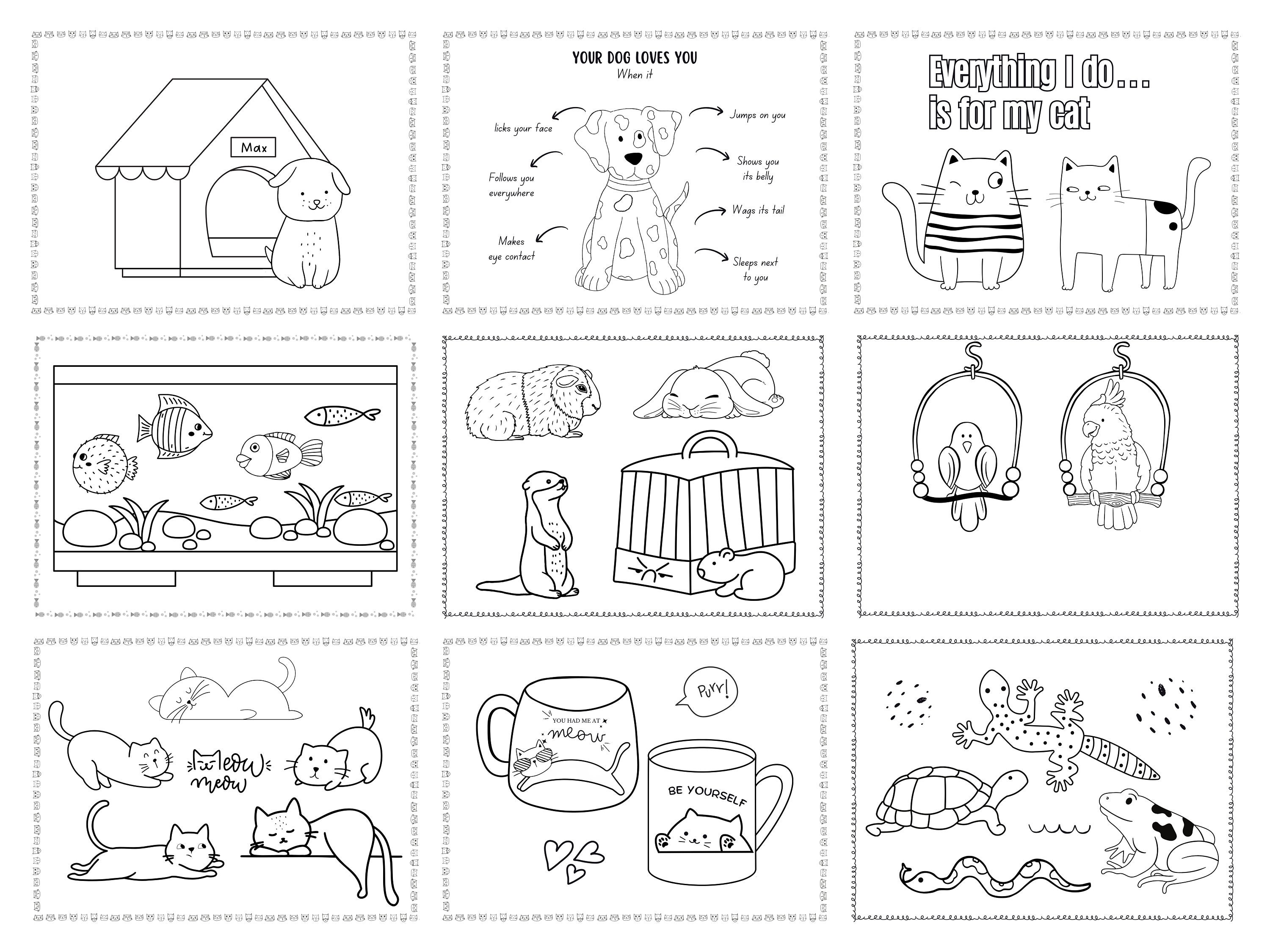 Cute Pets Coloring Pages, 18 Colouring Sheets, Printable Color Pages ...