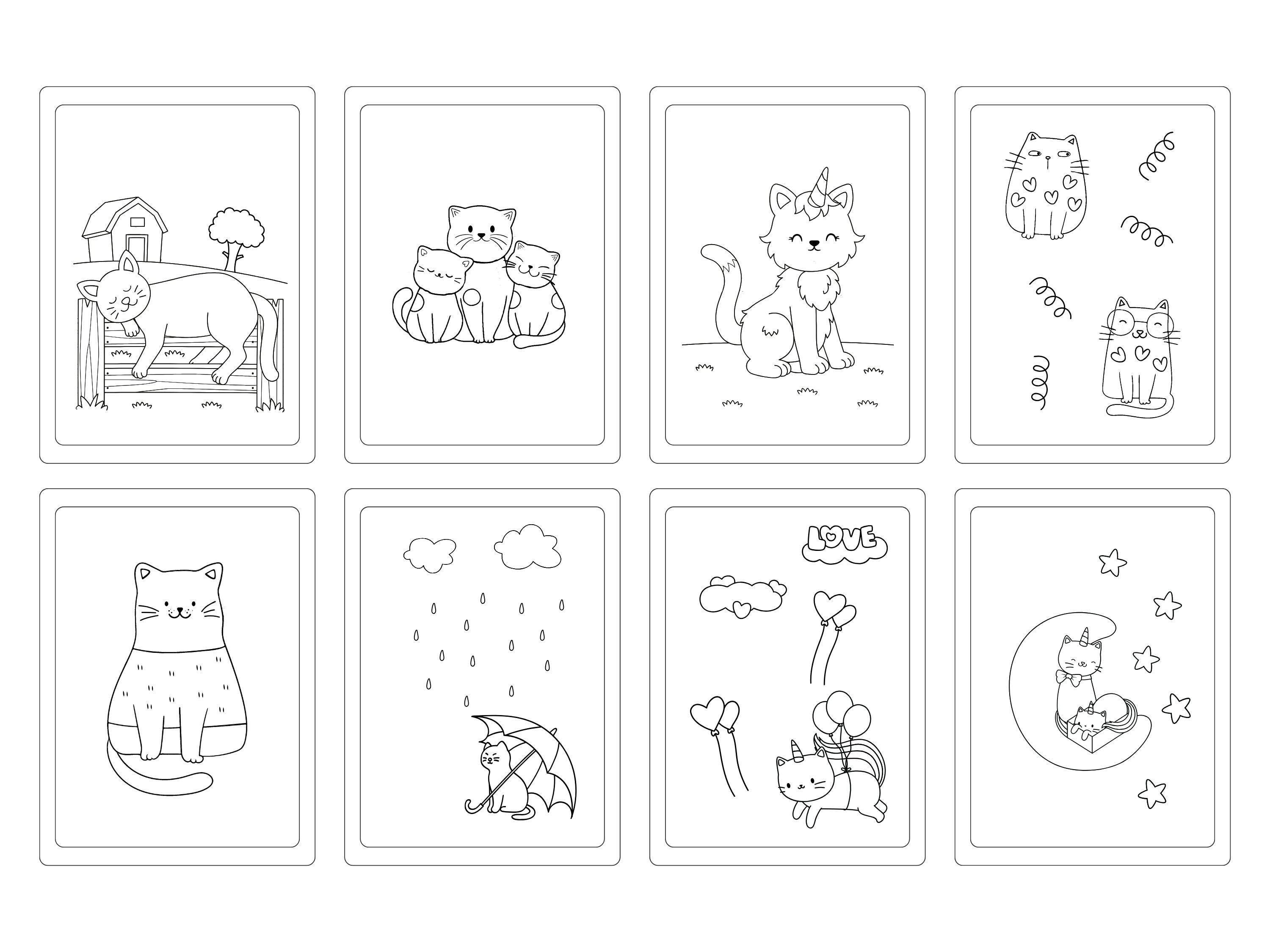 Cats Colouring Pages, 16 Cute Printable Color Sheets, Easy and Fun ...