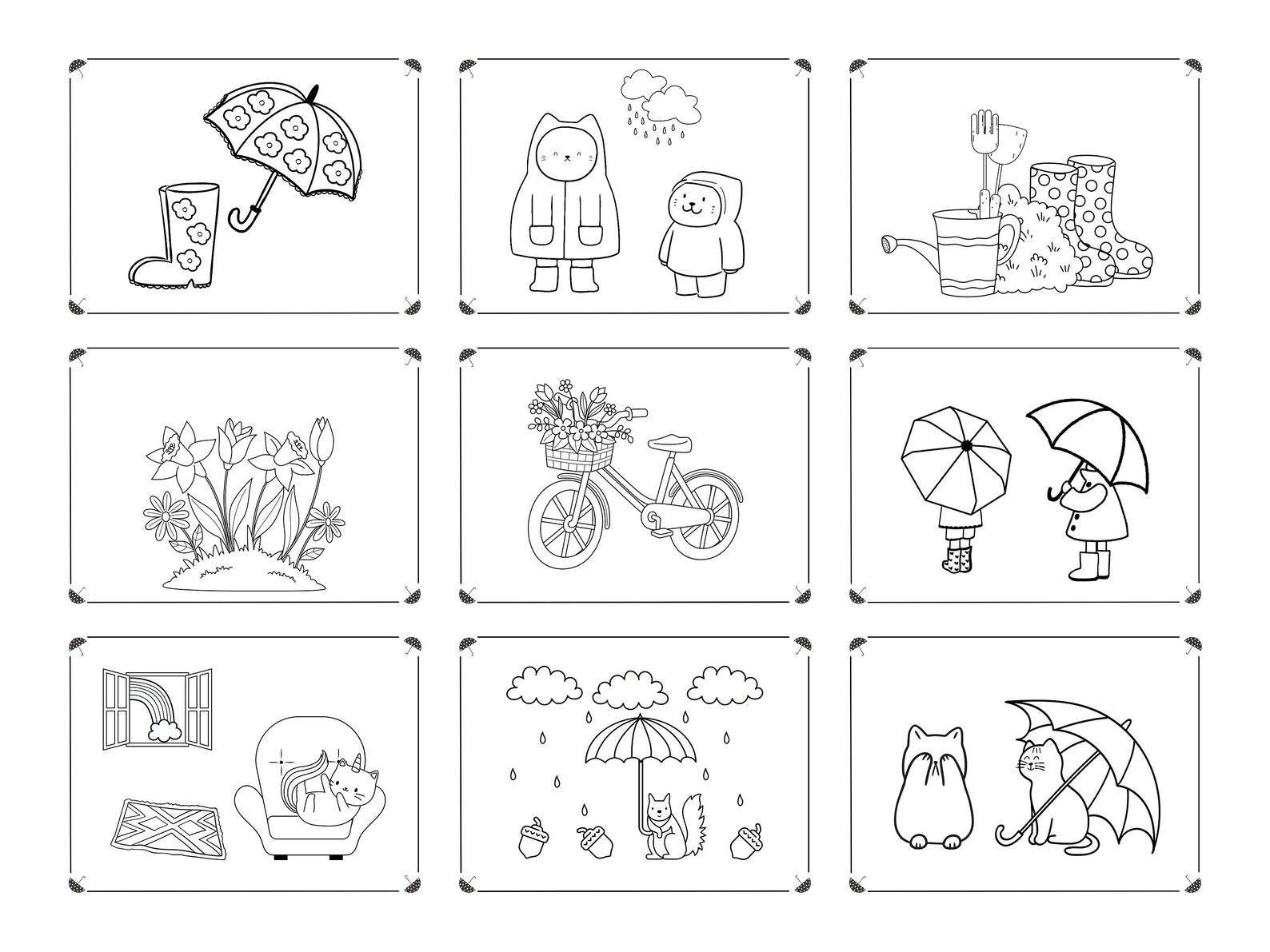 Rainy Day Coloring Pages for Girls and Boys, 18 Cute Printable Color ...