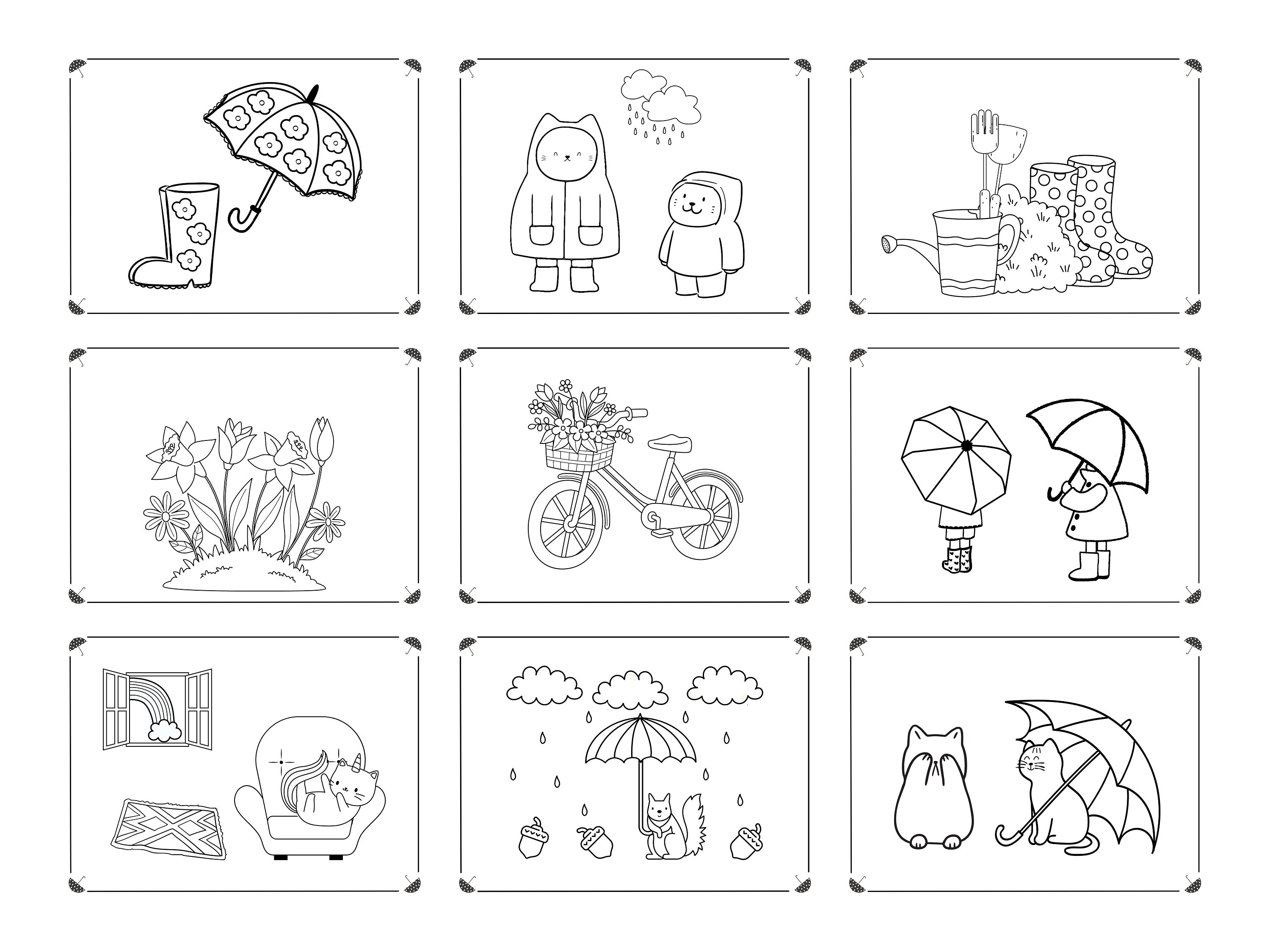 Rainy Day Coloring Pages for Girls and Boys, 18 Cute Printable Color ...