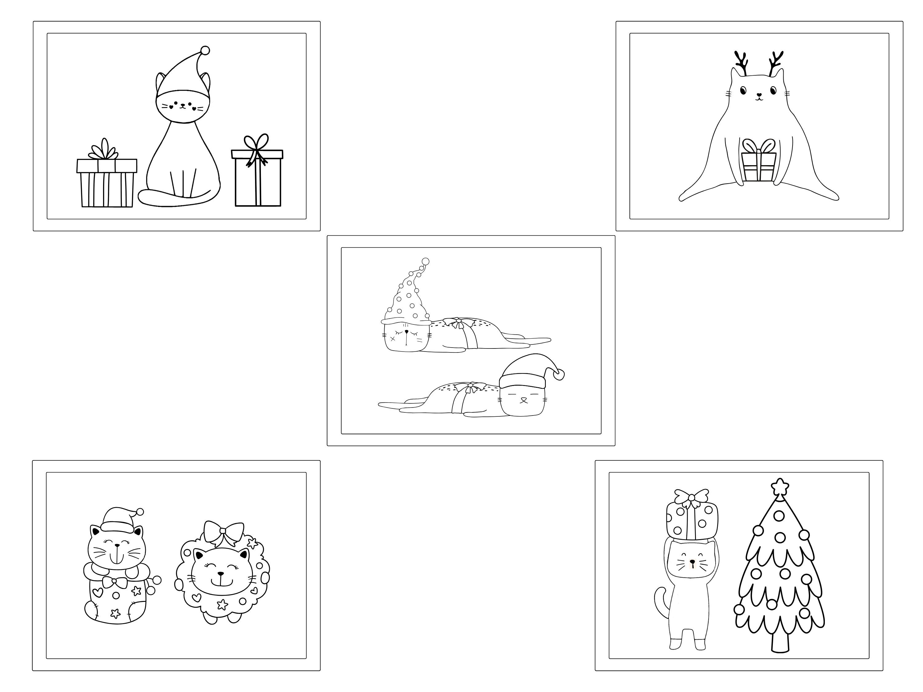 Christmas Cats Coloring Pages for Girls and Boys 15 Printable - Etsy
