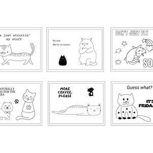 Cat Memes Coloring Pages for Girls and Boys, 12 Printable Color Sheets ...