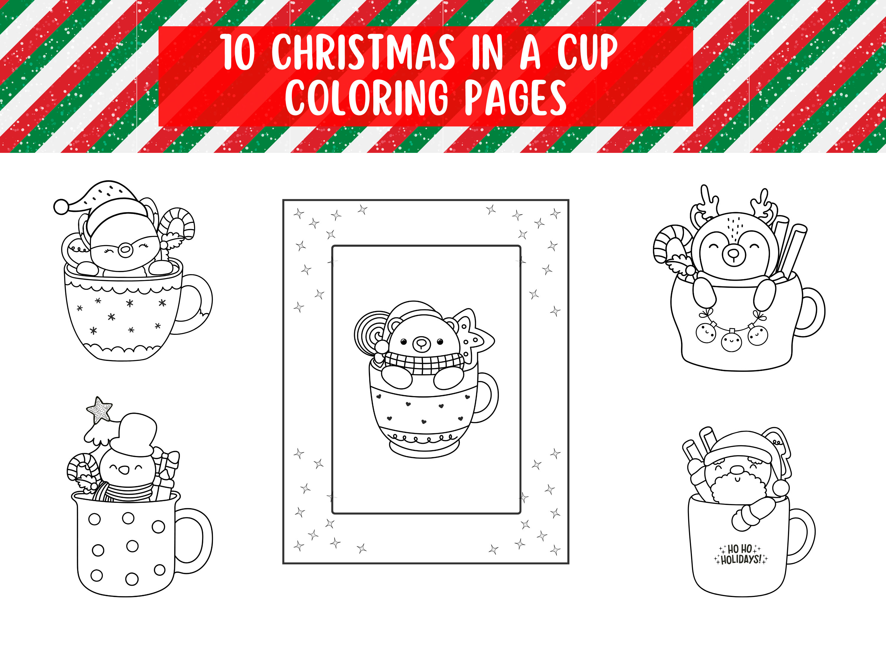 Christmas in a Cup Coloring Pages for Girls and Boys 10 - Etsy