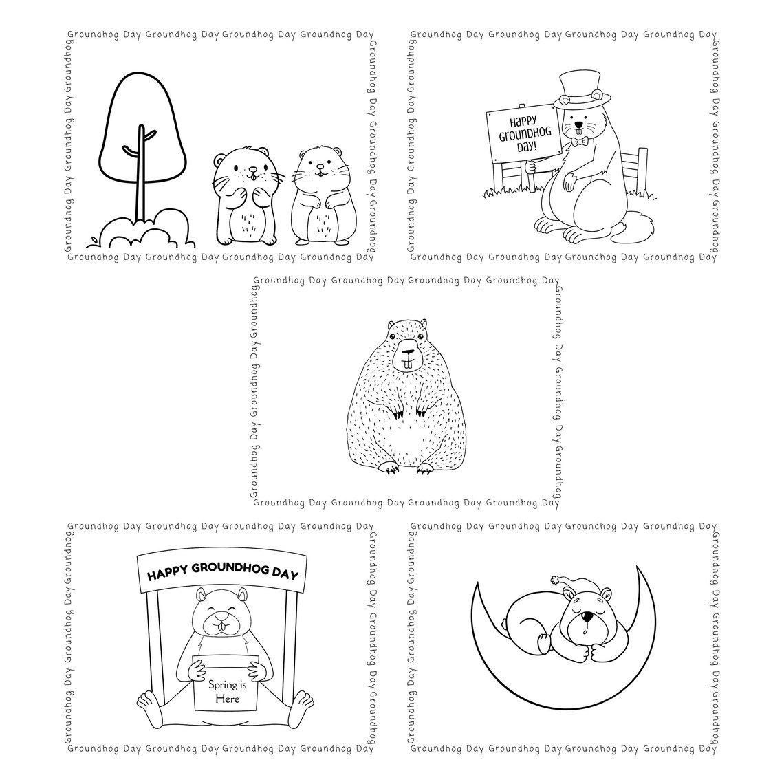 Groundhog Day Coloring Pages for Girls and Boys, 10 Cute Animal ...