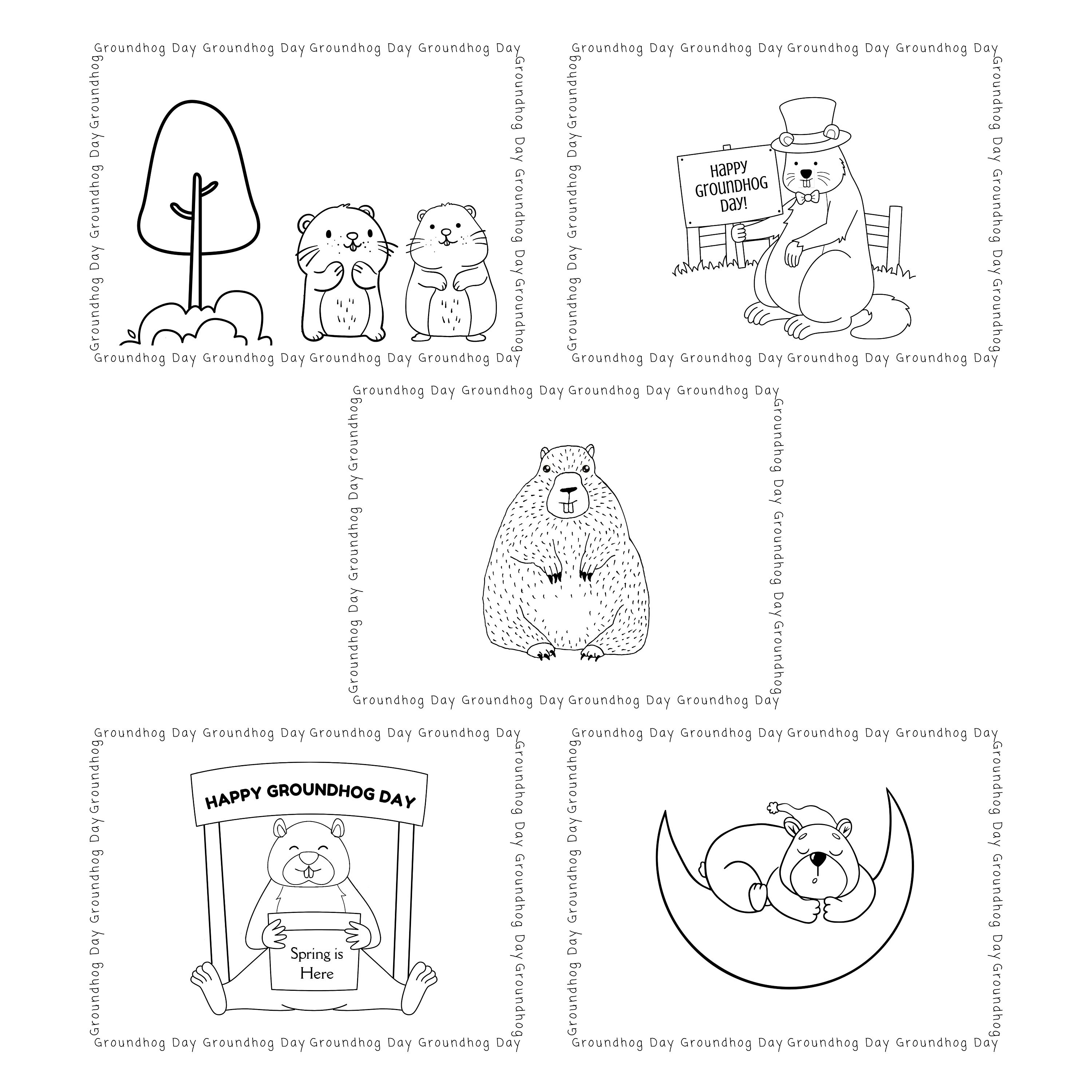Groundhog Day Coloring Pages for Girls and Boys, 10 Cute Animal ...