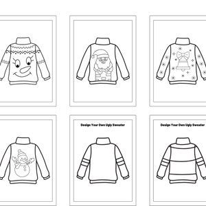 Ugly Sweater Christmas Colouring Sheets 24 Cute Coloring - Etsy